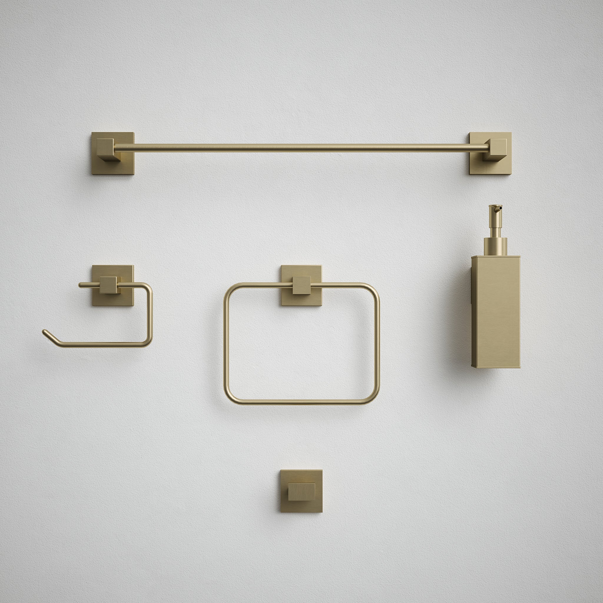 Bathroom Accessories Square Set - Satin Brass - Rothley