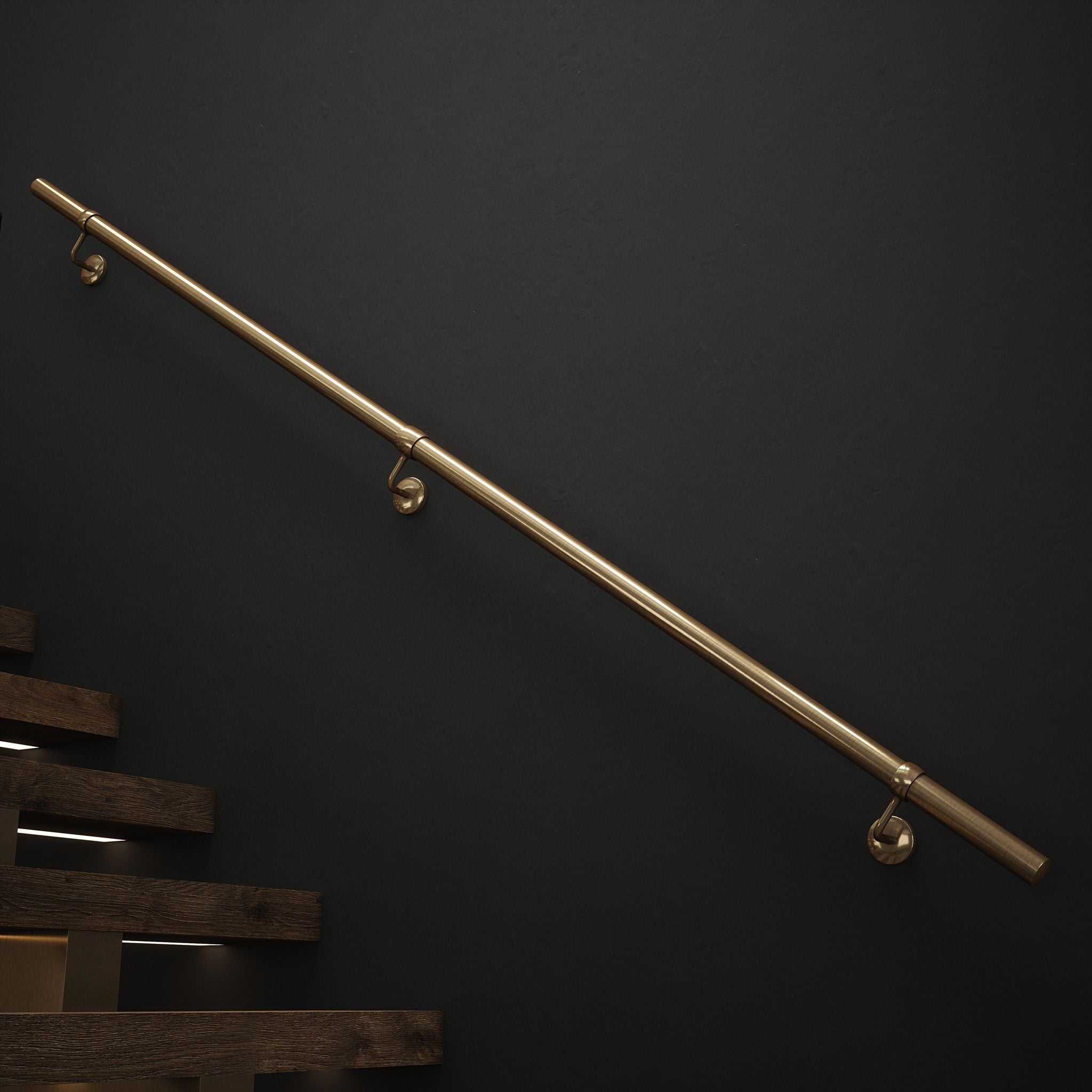 Indoor Handrail Kit - Navy Blue Rail and Satin Brass / 3.6mtr - Rothley