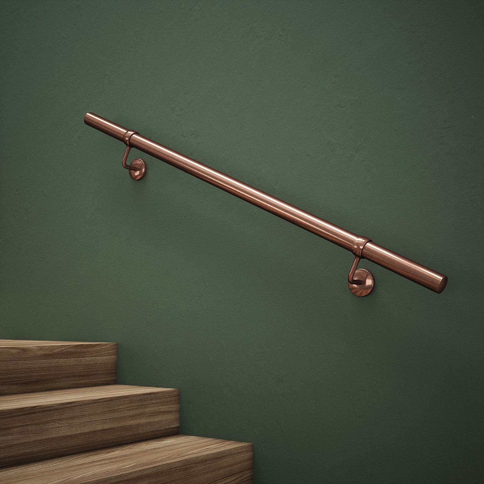 Indoor Handrail Kit - Navy Blue Rail and Satin Brass / 3.6mtr - Rothley