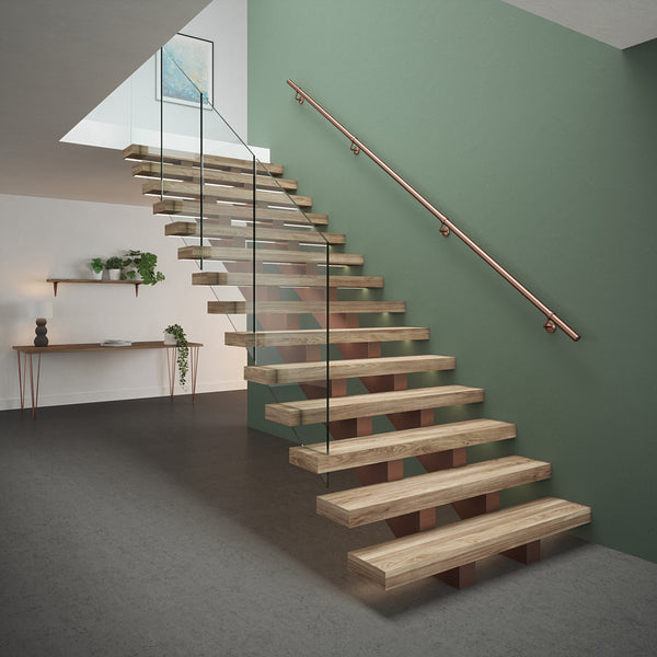 Indoor Handrail Kit - Navy Blue Rail and Satin Brass / 3.6mtr - Rothley