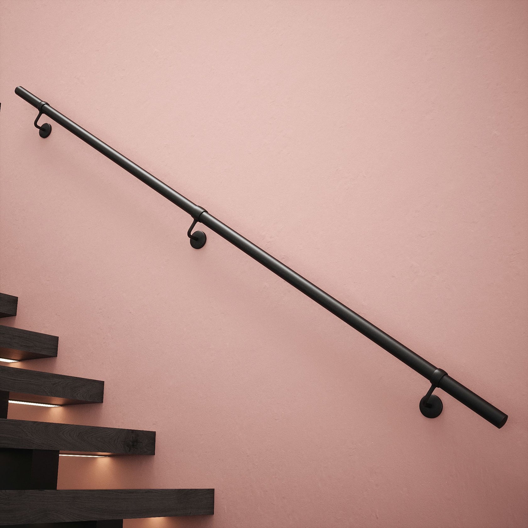 Indoor Handrail Kit - Navy Blue Rail and Satin Brass / 3.6mtr - Rothley
