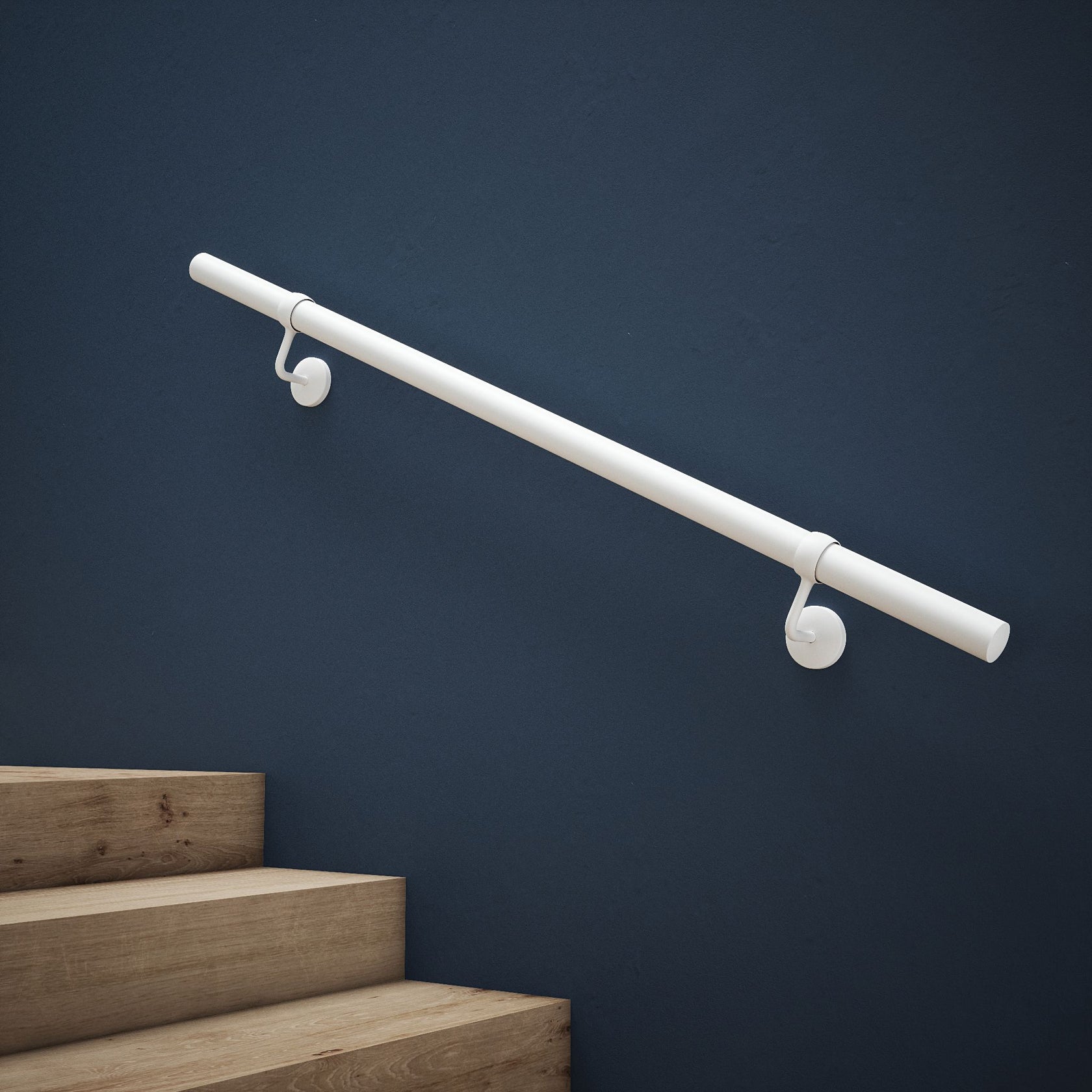 Indoor Handrail Kit - Navy Blue Rail and Satin Brass / 3.6mtr - Rothley